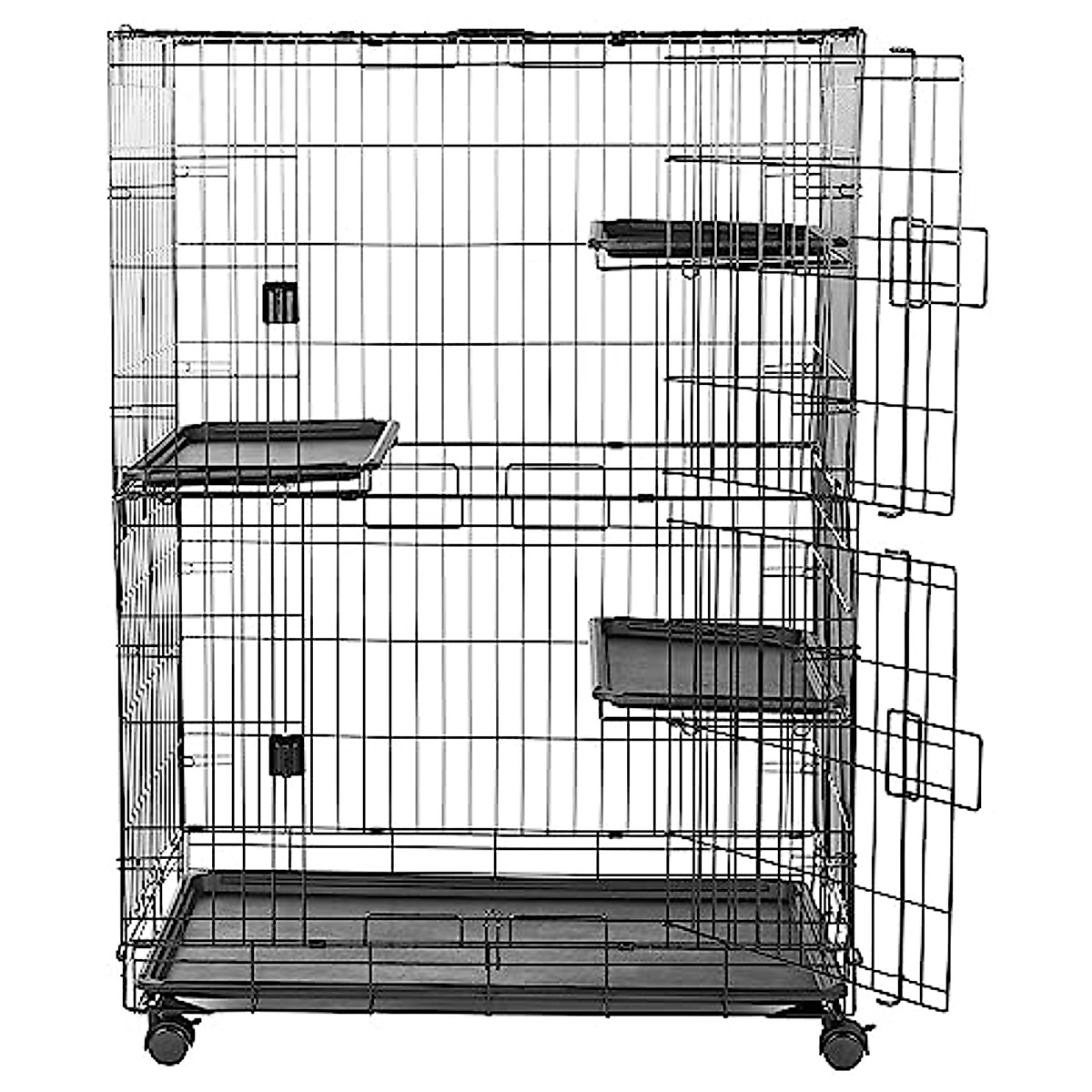 Amazon Basics Large 3-Tier Cat Cage Playpen Box Crate Kennel - 36 x 22 x 51 Inches, Black