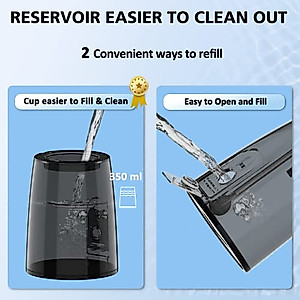 MOCEL Water Dental Flosser Oral Irrigator with 5 Modes, 350ml Cordless Water Teeth Cleaner Pick 6 Tips, IPX7 Waterproof Portable Powerful Battery for Travel & Home Braces & Bridges Care (Pink)