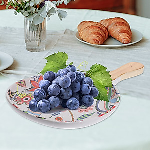 Cabilock 1pc Western Plate Floral Dessert Plate Cake Serving Tray Jewelry Trays Round Cake Pans Food Serving Circle Tray Vintage Plates Nordic Style Salad Dish Oval Wooden Dinner Bowl