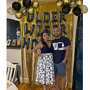 XXDecor Older Wiser Hotter Birthday Party Decorations, Black Funny Party Balloons Older Wiser Hotter Banner for Men Women Party Supplies