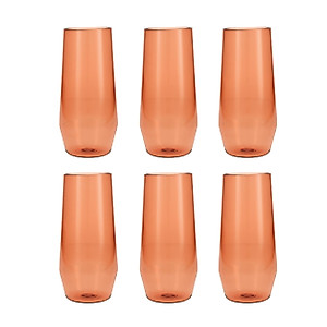 Fortessa Sole Outdoor Shatter Resistant BPA Free Premium Copolyester Plastic Drinkware 6 Pack, Terra Cotta Orange, Iced Tea Glass