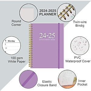 2024-2025 Appointment Book & Planner - A5 2024-25 Daily Hourly Planner from July 2024 - June 2025, Weekly Appointment Book with 30-Minute Interval, Medium 6.4" x 8.5", Purple