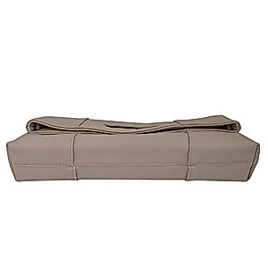 JNB Synthetic Leather Fold Over Clutch, Beige