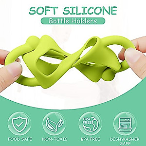 Aolso Silicone Baby Bottle Handles, 2PCS Bottle Handles, Baby Bottle Handles has Easy Grip Handles, Bottle Handles for 2.25" Diameter Baby Bottles and Straw Bottles(Blue/Green)