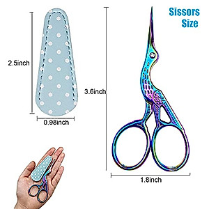 Weabetfu 3.6-inch Small Sewing Scissors with Leather Scissors Cover,Stainless Steel Stork Craft Scissors DIY Tools,Dressmaker Shears Scissors for Embroidery,Craft,Needlework,Artwork & Everyday Use