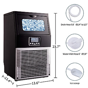 Ice Maker Machine,Ice Makers Countertop,Under Counter Ice Maker,Ice Machine,66LBS, Auto-Clean Built-in Automatic Water Inlet with Scoop 2-7 Days delivery Shipped from US Warehouse