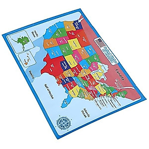 Operitacx Cartoon Preschool Posters 4 Sheets United States map poster US map playroom decor supply usa map for accessory Cartoon Accessories hanging pictures decorate synthetic paper