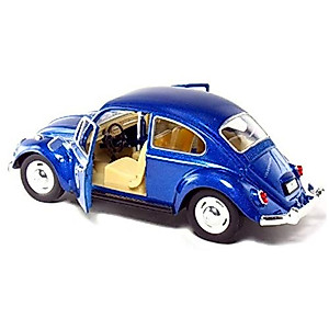 KiNSMART 1967 Volkswagen Beetle 1:24 Scale 7" Die Cast Metal Model Toy Car Blue
