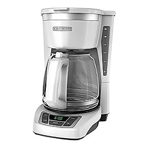 Black+Decker CM1160W-1 CM1160W 12-Cup Programmable Coffeemaker, white/stainless steel