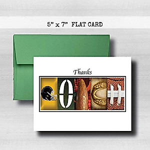 Personalized Football Coach Thank You Card, 5"x 7" Flat Card, Greeting Cards