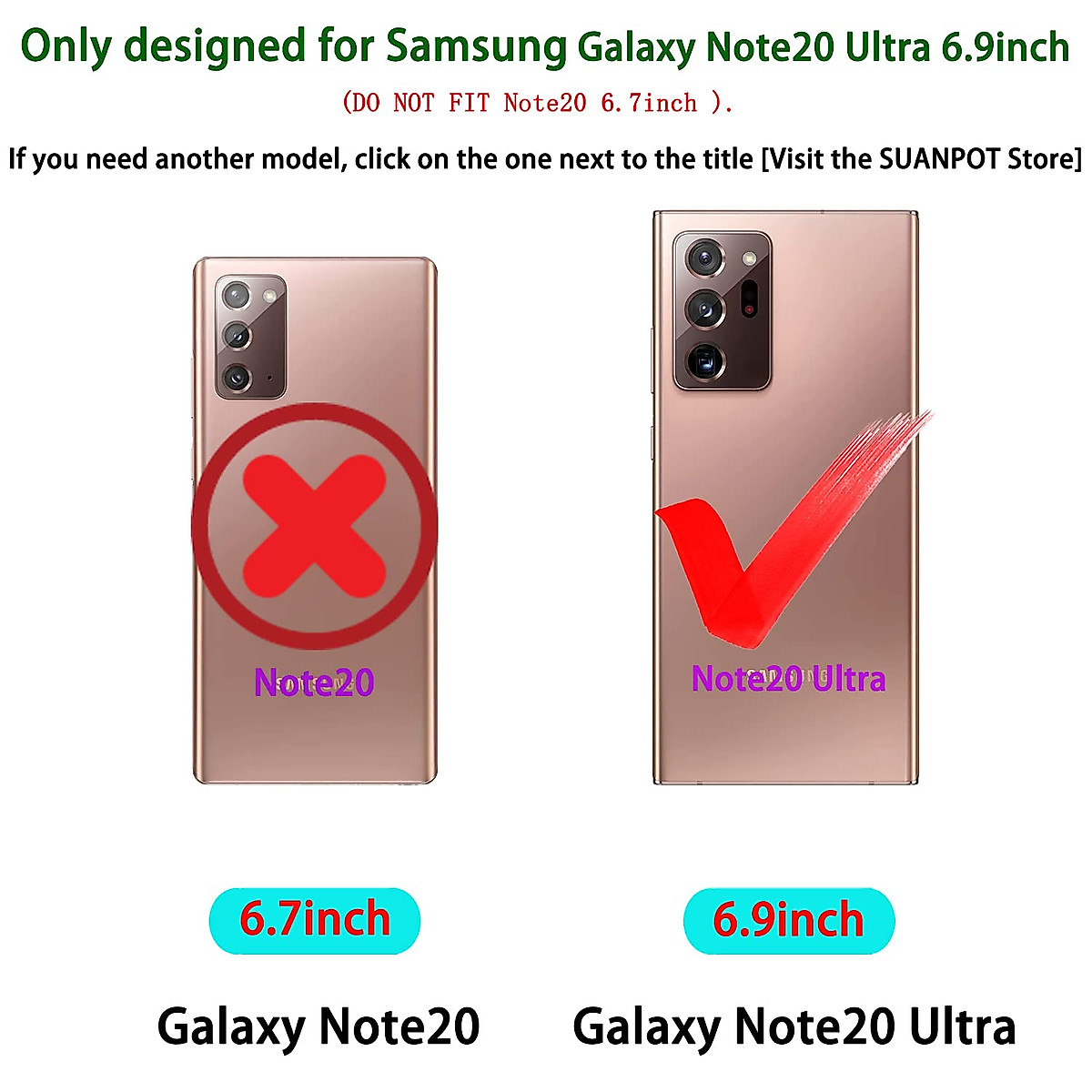 SUANPOT for Samsung Galaxy Note 20 Ultra 5G 6.9" with RFID Blocking Leather Wallet case Credit Card Holder, Flip Folio Book Phone case Cover Women Men for Samsung Note 20 Ultra case Wallet Blue