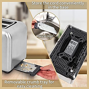 SEEDEEM Toaster 2 Slice, Stainless Steel Bread Toaster with Colorful LCD Display, 7 Bread Shade Settings, 1.4'' Wide Slots Toaster with Bagel/Defrost/Reheat Functions, Removable Crumb Tray, 900W, Silver Metallic