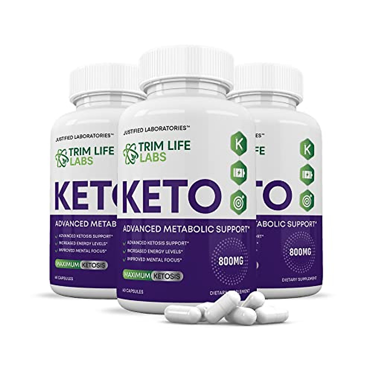 (3 Pack) Trim Life Labs Keto Pills Includes Apple Cider Vinegar Patented goBHB® Exogenous Ketones Advanced Ketogenic Supplement Ketosis Support for Men Women 180 Capsules