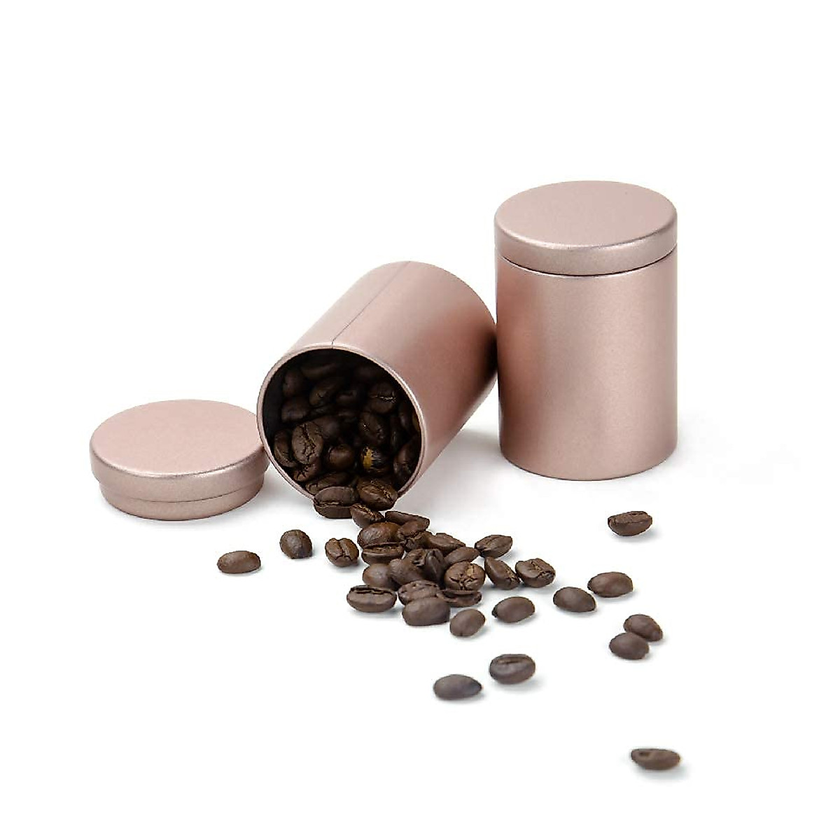 Tianhui Small Tin Can Box Mini Canister for Coffee Tea Candy Storage Loose Leaf Tea Tin Containers Storage 5 Pcs (Glod, M)
