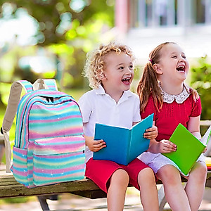 Joyfulife Girls Backpack with Lunch Box Kids School Backpack Bookbags Primary Elementary Student Backpack for Girls Set Rainbow