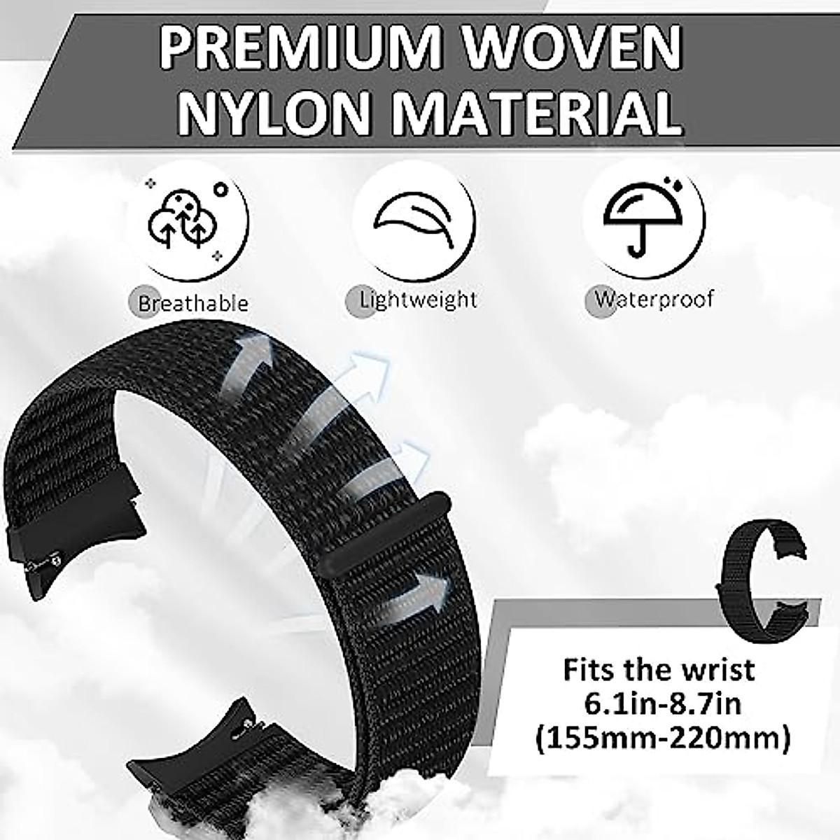 YCHDDER Nylon Bands Compatible with Samsung Galaxy Watch 7/6/5/4/FE 40mm 44mm/Galaxy Watch 5 Pro/Watch 6/4 Classic 43mm 47mm 42mm 46mm for Women Men