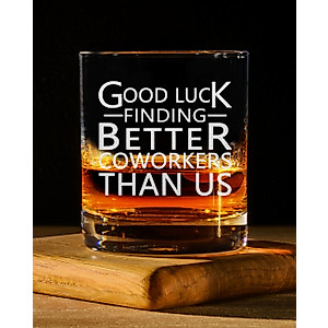 CARVELITA Good Luck Finding Better Coworkers Than Us,11oz Engraved Old Fashioned Rocks Glass - New Job Gifts, Congrats On New Job, Farewell Gifts, Boss Gifts, Leaving Gifts