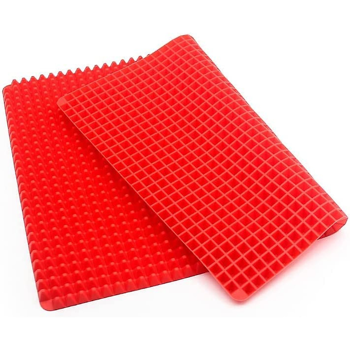 Silicone Pyramid Cooking Mat | Non- Stick Healthy Fat Sheet For Oven Grilling BBQ | 15.35 x 10.83 inches | Baking Mat | Cooking Pan | Baking Sheet | Pastry Cooking Mat | Red |