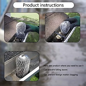 AccEncyc 4 Pcs Gutter Downspout Guards 3.5 Inch Aluminum Leaf Filter Strainer Expandable Gutter Downspout Protector for Preventing Blockage Leaves Debris