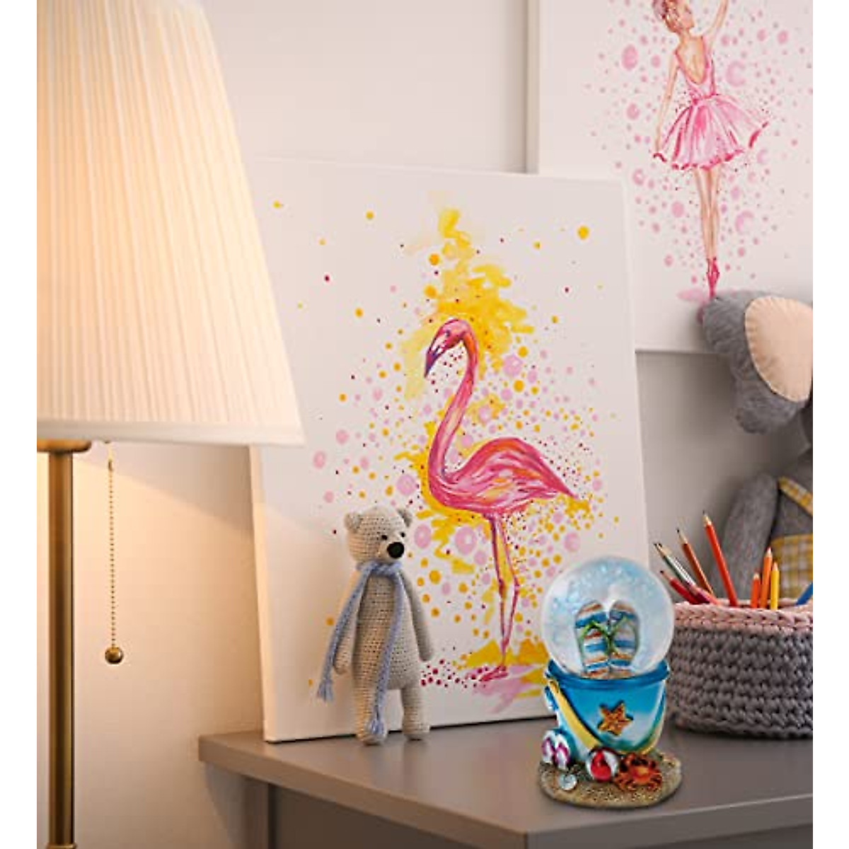 CoTa Global Cool Summer Sandals Beach Bucket Snow Globe - Water Globe Figurine with Sparkling Glitter, Collectible Novelty Ornament for Home Decor, for Birthdays and Valentine's - 45mm