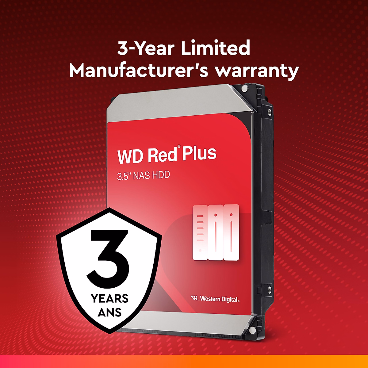 Western Digital 1TB WD Red Plus NAS Internal Hard Drive HDD - 5400 RPM, SATA 6 Gb/s, CMR, 64 MB Cache, 3.5" - WD10EFRX