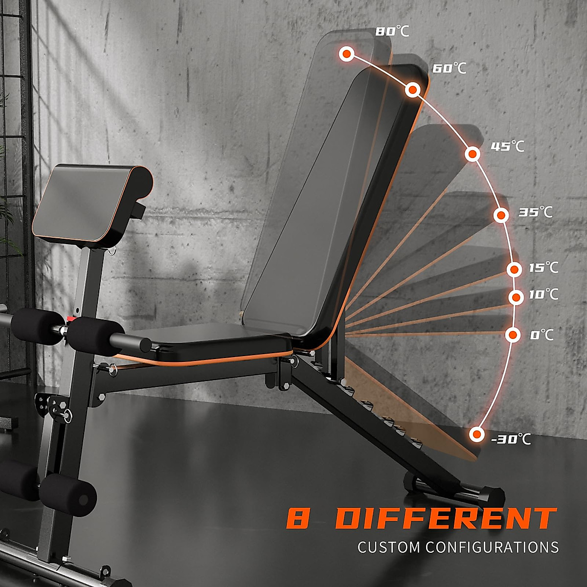 Weight Bench for Home Gym, Adjustable and Foldable Weight bench, Multi-purpose Workout Bench, Bench Press Sit up Incline Flat Decline all in 1, Stable Gym Bench for Full Body Exercise