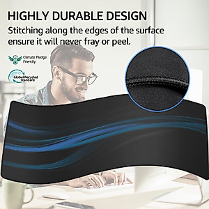 KTRIO Large Gaming Mouse Pad with Stitched Edges, Extended Mousepad with Superior Micro-Weave Cloth, Non-Slip Base, Water Resist Keyboard Pad, Desk Mat for Gamer, Office & Home, 31.5 x 11.8 in, Black
