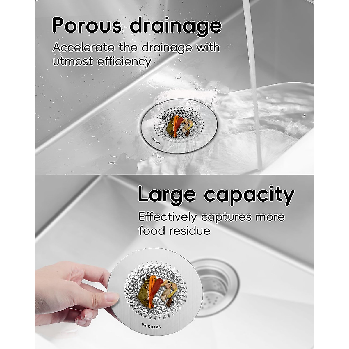 Kitchen Sink Drain Strainer, Flippable Mesh Sink Strainer, Wokdada 304 Stainless Steel Sink Screen, Easy Clean Large Basket Strainer, Anti-Clog Garbage Disposal Cover Fit for Standard 4-1/3 Inch Drain