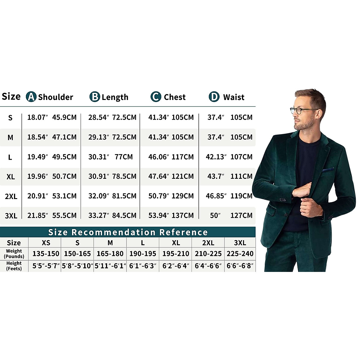 WEEN CHARM Velvet Blazer for Men Slim Fit One Button Sport Coat Tuxedo Jacket for Prom Wedding Party Dinner Green