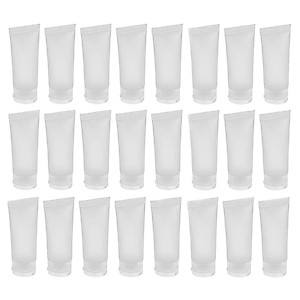 ericotry 24Pcs 30ml (1oz) Empty Translucent Plastic Cosmetic Lotion Tubes Bottles Shampoo Facial Cleaning Bottles Makeup Sample Soft Container Tube Bottle Vial Jar Pot Case with Flip Lid