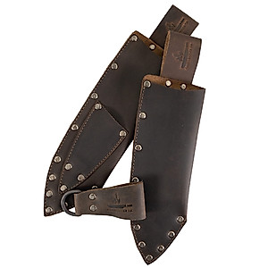Cast Leather Co., Knife Set Holder 3 Pieces Handmade from Full Grain Leather - Bourbon Brown