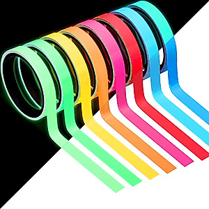 8 Pieces Glow in The Dark Tape 80 Feet x 0.6 Inch Waterproof Fluorescent Tape for Indoor Outdoor Marking, Long Lasting Glow Tape for Stage, Theatre, Steps, Exit, Green Glow Neon Tape