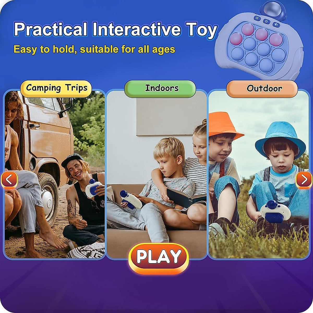 Quick Push Bubble Competitive Game Console Series, Pocket Handheld Games, Quick Push Game Toys, Children's Breakout Speed Push Game Machine Decompression Toy for Kids Ages 3-12 Years Old (Robot)