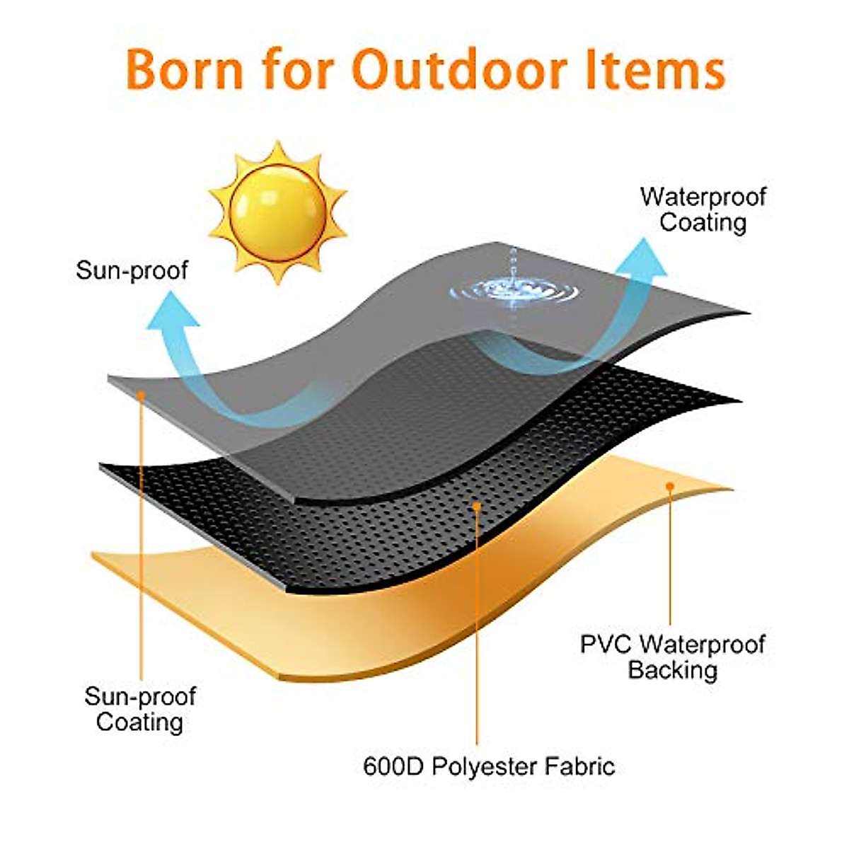 CAMPROS Rectangular/Oval Patio Furniture Cover with Roof Pole, Waterproof Outdoor Table Chair Set Covers, Fade Resistant Cover for Outdoor Furniture Set, UV Resistant, 134" L x 84" W x 56" H - Beige