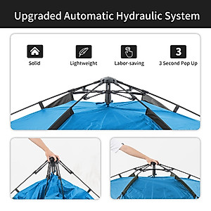 Naturehike Camping Tent, 3-4 Person Pop Up Tent for Camping, Easy Set up Instant Tent for Camping, 3 Person 4 Person Camping Tent