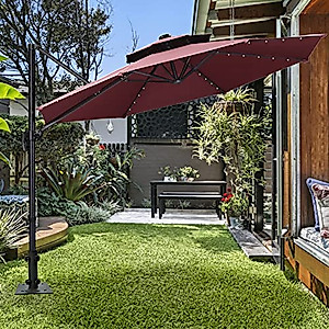 Atsasaye Patio Umbrella Base with Ground Spike Fixing Suitable for two scenarios Table Umbrella Base Stand, Weather-Resistant Outdoor Market Umbrella Stand Holder for Yard/Garden/Deck Porch