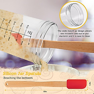 Tyniaide 40oz/1200ml Sourdough Starter Kit – Extra Thermometer Strips and Breathable Covers Included in Sourdough Starter Jar – A Perfect Sourdough Bread Starter Kit for Beginners to Expert