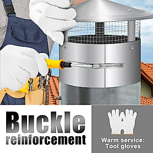 Bootuu 8 Inch Round Chimney Cap, 8 Inch Tapered Top Chimney Cap with Screen, 8 Inch Chimney Cap with Fastening Device with Screen, Stovepipe Finial, Stainless Steel