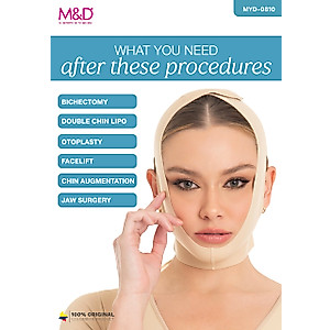 M&D Face Slimming Chin Strap Lipo Compression Garment Mentonera Postquirúrgica Facial Beige M