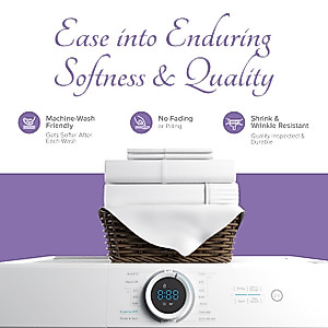 Carressa Linen Luxury Egyptian Cotton 4 PC Queen Size Sheet Set - 600 Thread Count Deep Pocket Fitted and Flat Sheets, Soft, Cooling Extra Long Staple Hotel-Quality Bedding with Sateen Weave - White