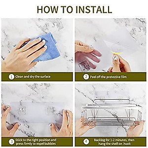 Meikeyi bathroom organizer shower caddy Shelf (2Pack) with1 Soap Dishes, No Drilling adhesive Stainless Steel bathroom Wall Mount shampoo holder storage