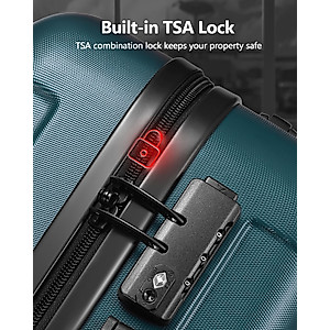 SunnyTour 3 Piece Luggage Set, Hardside Lightweight Suitcase Sets with Spinner Wheels (20"/24"/28", Green Blue)