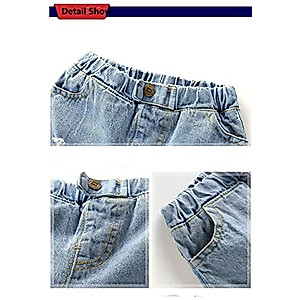TJTJXRXR Little Baby Boys Girl Ripped Western Jeans Kids Girls Friend Style Denim Pants (2-3Years, Blue)