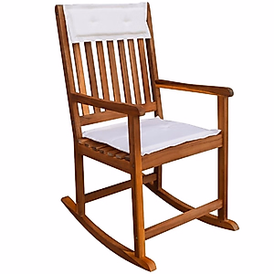 [Outdoor Rocking Chair] - Comfortable Acacia Wood Rocker for Porch Deck or Garden - Classic Wooden Chair for Relaxing Outdoors-Brown