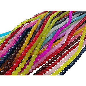 Pamir Tong 1000PCS 8mm Glass Round Beads Bulk， Imitative Jade Beads, Bracelet Loose Beads for Jewelry Making Earring, Necklaces, and DIY Crafts (8mm)