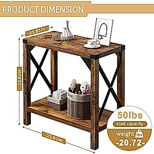 IDEALHOUSE Narrow End Table for Small Spaces, Rectangular Farmhouse Nightstand Sofa Side Table for Living Room, Bedroom, Lounge(Vintage)