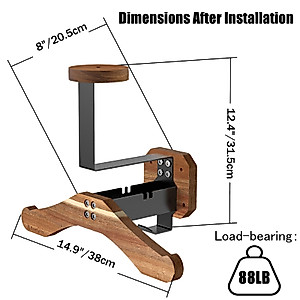 BoldByPIN Helmet Holder Motorcycle Helmet Rack Wall Mount, Solid Wood & Heavy Duty Steel Helmet Wall Mount for Motorcycle/Football/Cycling Skiing/Tactical Gear Wall Hanger