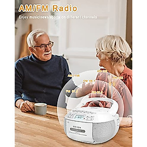 CD Cassette Boombox Player Combo with Bluetooth,AM FM Radio,Sunoony Remote Control with Dual Speakers,Tape Recording,AUX/USB Drive,AC/DC Powered,LCD Display,Headphone Jack for Home,Kids,Seniors,Gift