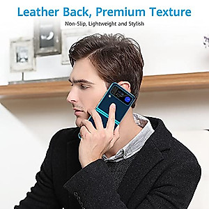 MATEPROX Slim Case for Samsung Galaxy Z Flip 3 5G, Lightweight with Non-Slip Leather Back & Electroplated Frame - Light Blue