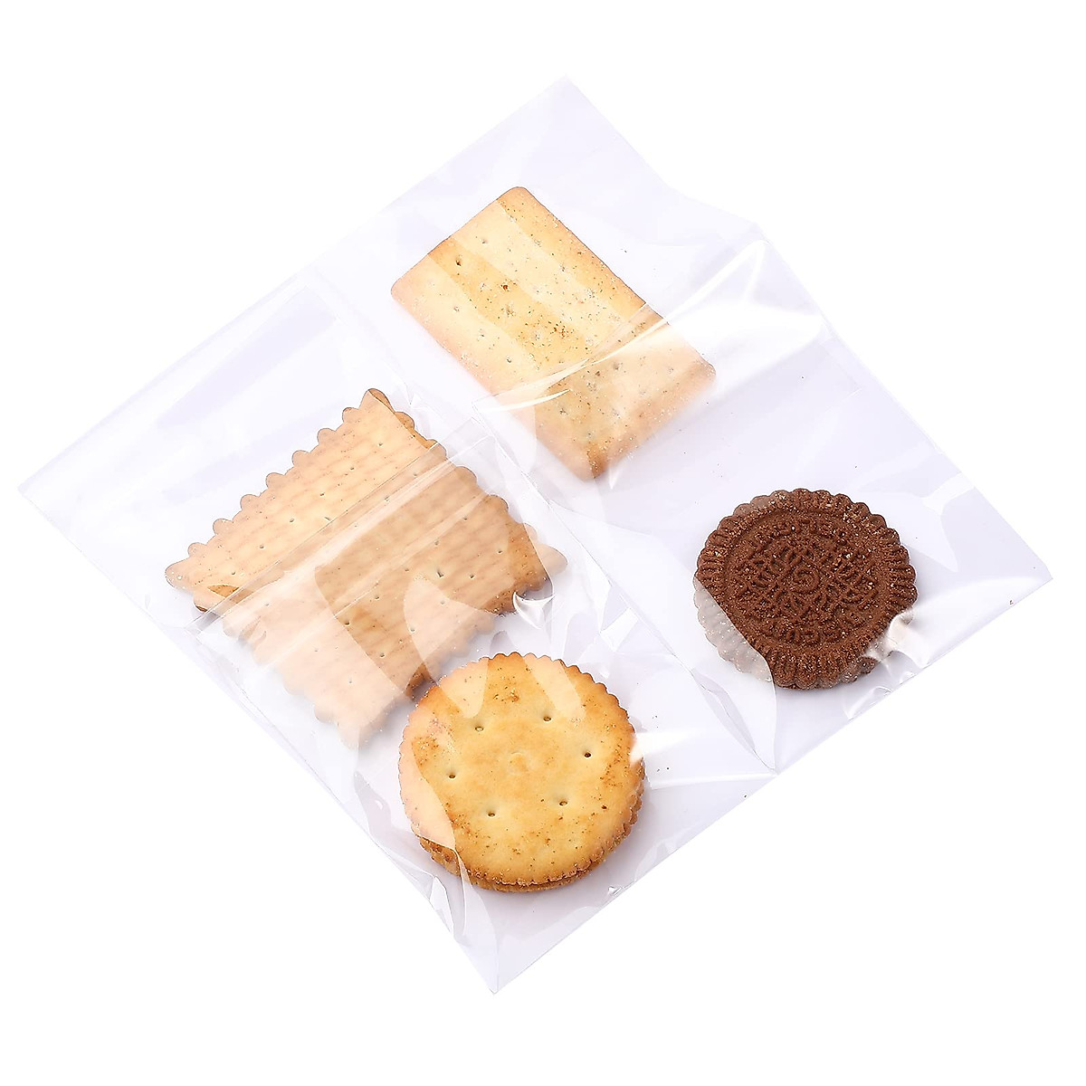 Geyoga 4 Size Clear Plastic Cello Bag Resealable Self Sealing Cellophane Bag for Candy Cookies Decorative Wrapper (240 Pieces)